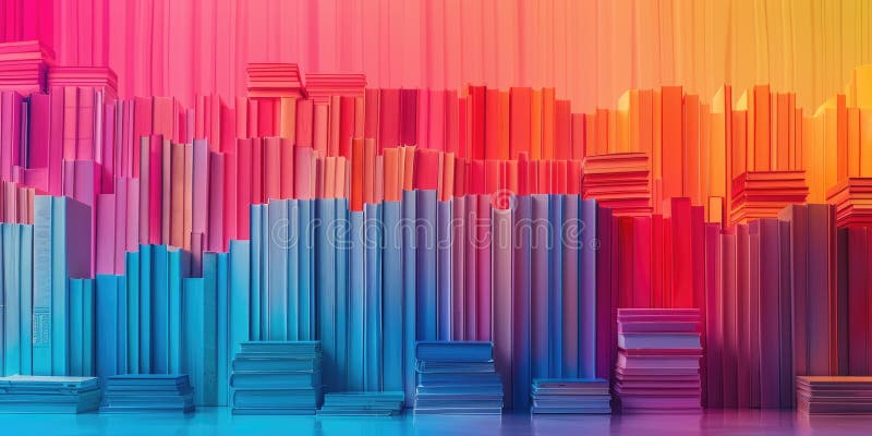 Stack of Colorful Books Against a Gradient Background. Digital Image ...
