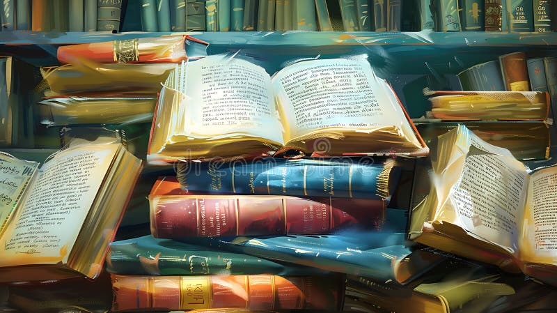 The Books on the Table are Lying in the Bookstore. Drawing Stock ...