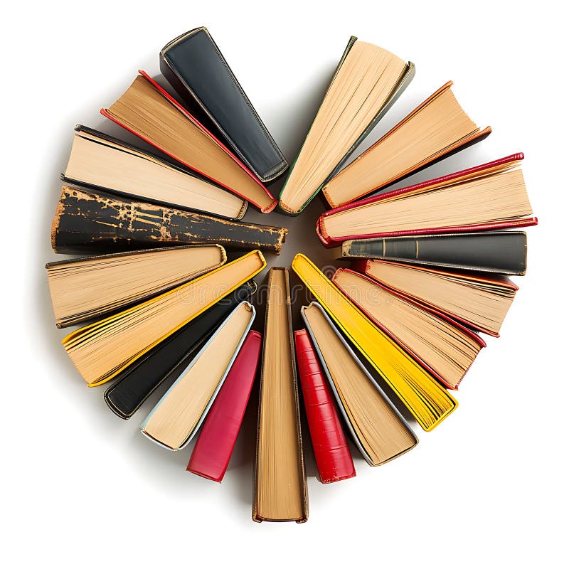 Hardback Books in a Circle Isolated on White Background. Top View ...