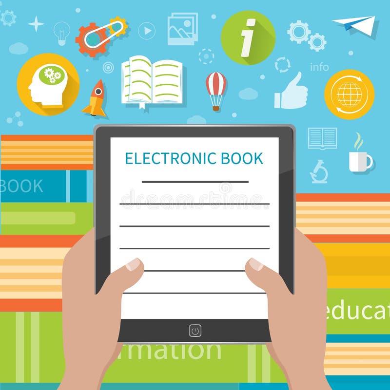 Stack of Colorful Books with Electronic Book Stock Vector ...