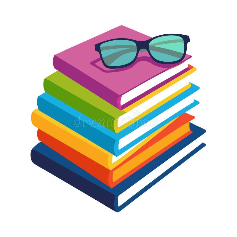 Stack of Colorful Books with Eyeglasses, Education and Reading Concept ...