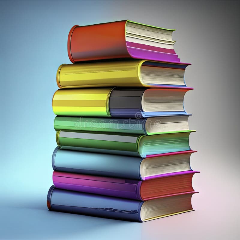Stack of Colorful Books on Gradient Background. 3d Render Illustration ...