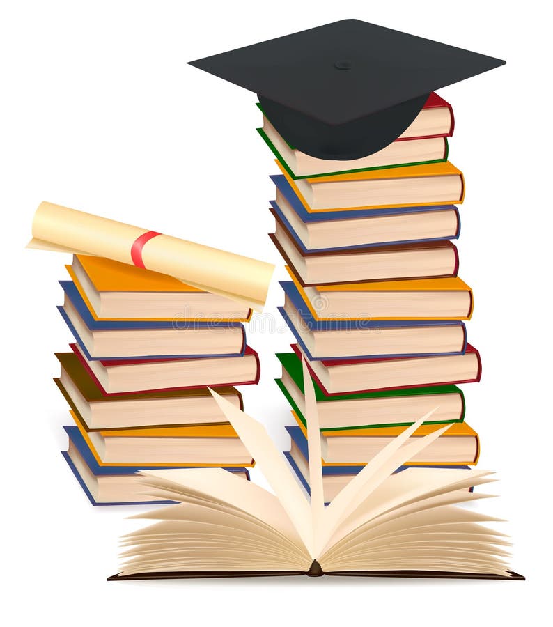 Stack of Colorful Books and Graduation Cap. Stock Vector - Illustration ... Stack of Colorful Books and Graduation Cap. Stock Vector - Illustration ...
