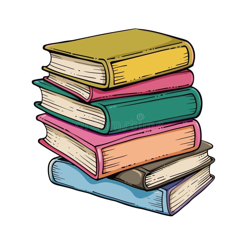 Stack Colorful Books, Handdrawn Style, Educational Concept ... Stack Colorful Books, Handdrawn Style, Educational Concept ...