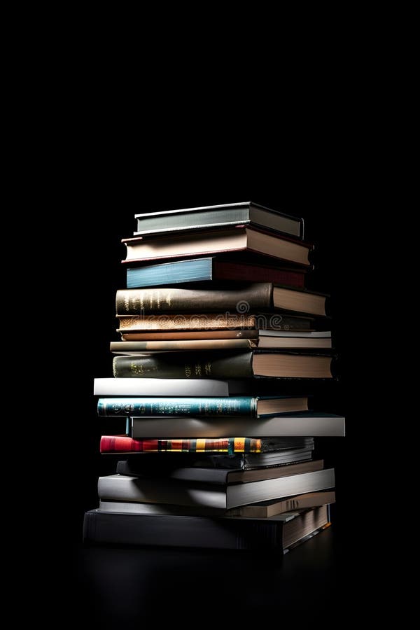 Stack of Colorful Books Isolated on Black Background. Back To School ...