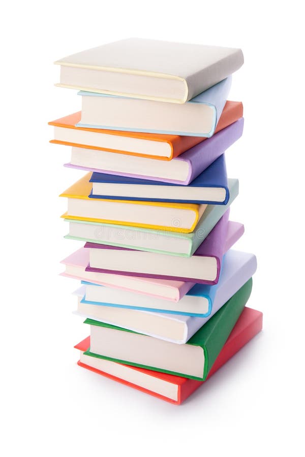 Stack of Colorful Books Isolated on White Background. Collection of ...