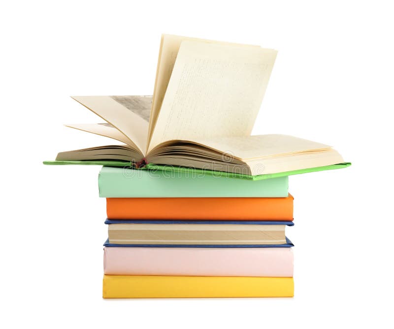 Stack of Colorful Books Isolated Stock Image - Image of literature ...