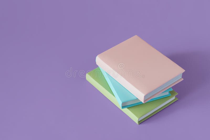 Stack of Colorful Books on a Pastel Purple Background with Soft Shadow ...