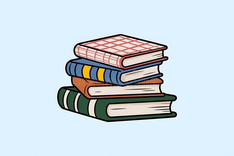 A Stack of Colorful Books Ready for Reading Stock Illustration ...