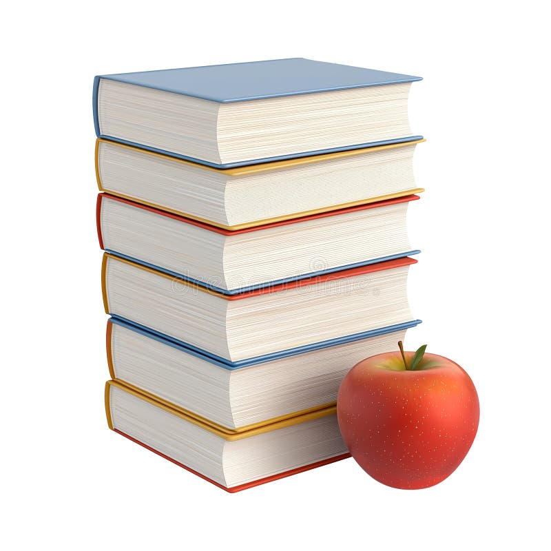 Stack of Colorful Books with a Red Apple, Classic Education and ...