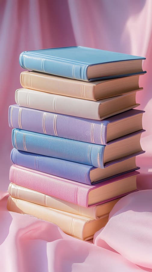 Stack of Colorful Books with Soft Pink Background for Cozy Atmosphere ...