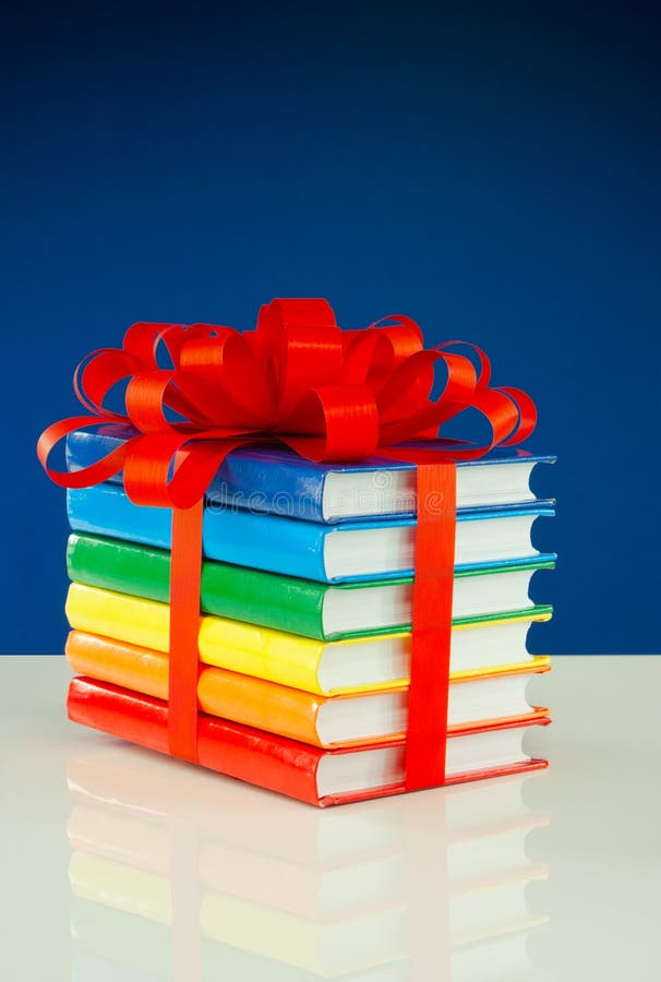 Stack of Colorful Books Tied Up with the Ribbon Stock Photo - Image of ...