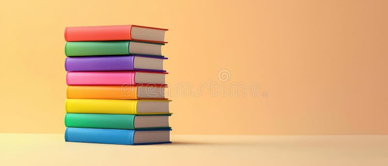 Stack of Colorful Books with Vibrant Spines on Soft Background ...