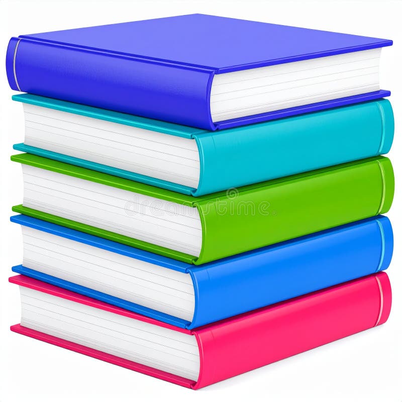 Stack of Colorful Books on White Background Stock Illustration - Illustration of library ...