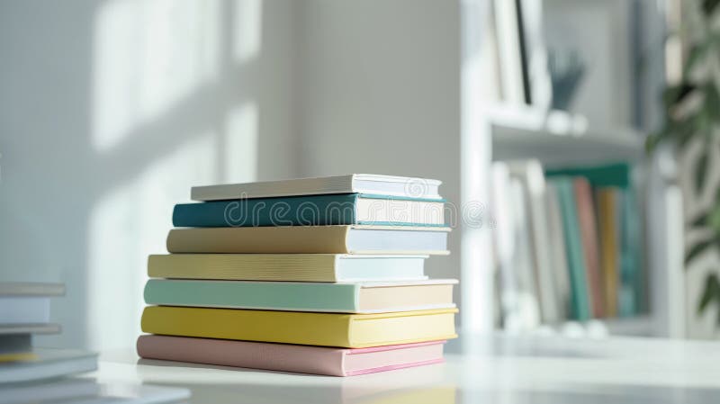 Colorful Books Stack Inviting Cozy Reading Atmosphere Bright Room Stock ...