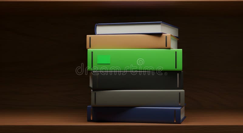 Stack of Colorful Books on Wooden Shelf: Academic Study and Education ...