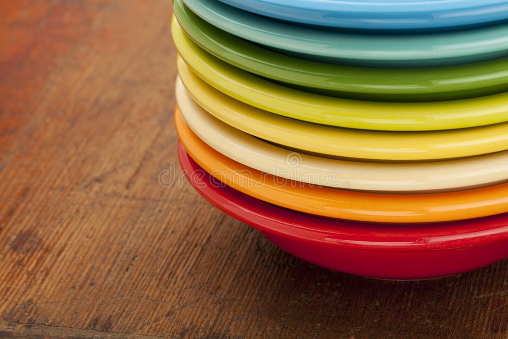 Stack of colorful bowls stock photo. Image of wood, green - 18851920