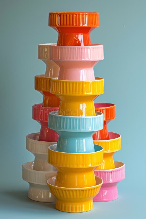 A Stack of Colorful Bowls Stacked on Top of Each Other, AI Stock ...