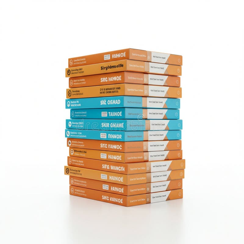 A Stack of Colorful Boxes in Alternating Orange and Blue Hues. Each Box ...