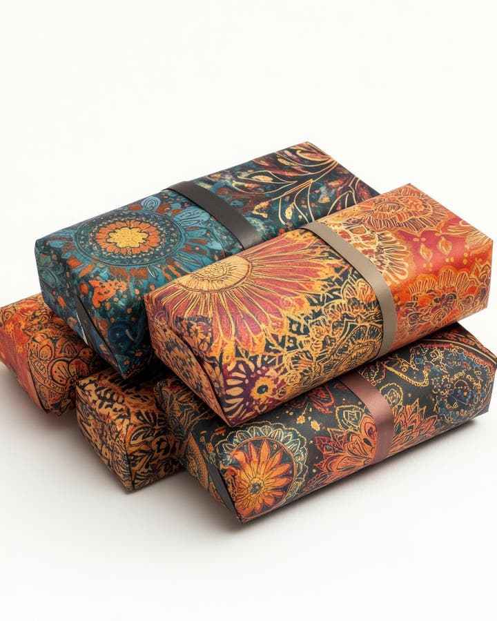 Colorful Abstract Gift Boxes Floral Patterns Stock Photos - Free ...