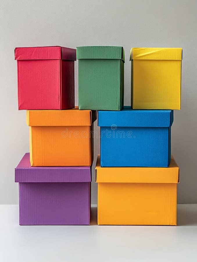 Stack of Colorful Boxes on a White Surface. Stock Photo - Image of ...