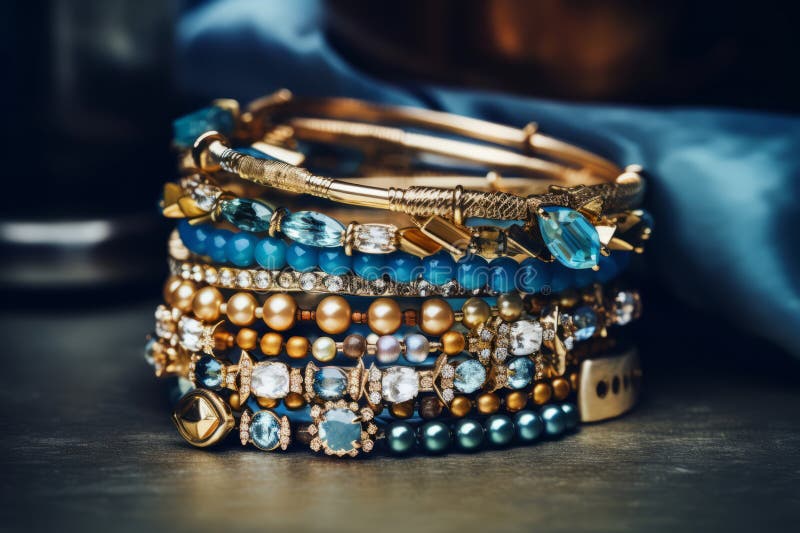 Stack of Colorful Bracelets Adorned with Charms. Generative AI Stock ...