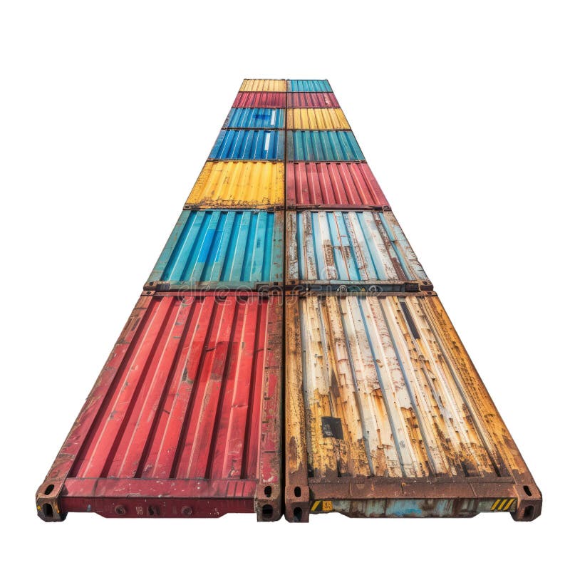 Stack of Colorful Cargo Containers Forming Leading Lines Stock ...