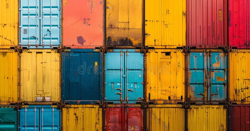 Stack of Colorful Cargo Containers, Sea Freight Shipment and Delivery ...