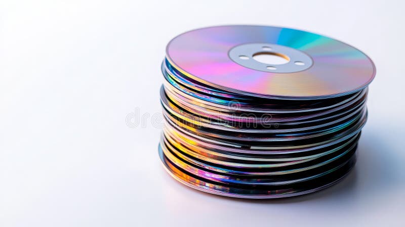 Stack of Colorful CD Disks on White Background Stock Illustration ...