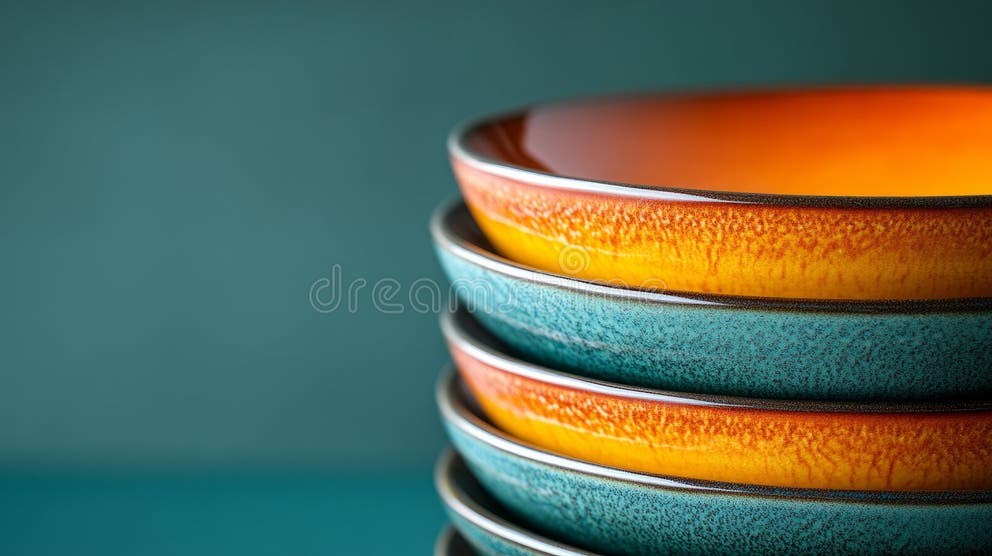 Stack of Colorful Ceramic Plates and Bowls Stock Photo - Image of bowls ...