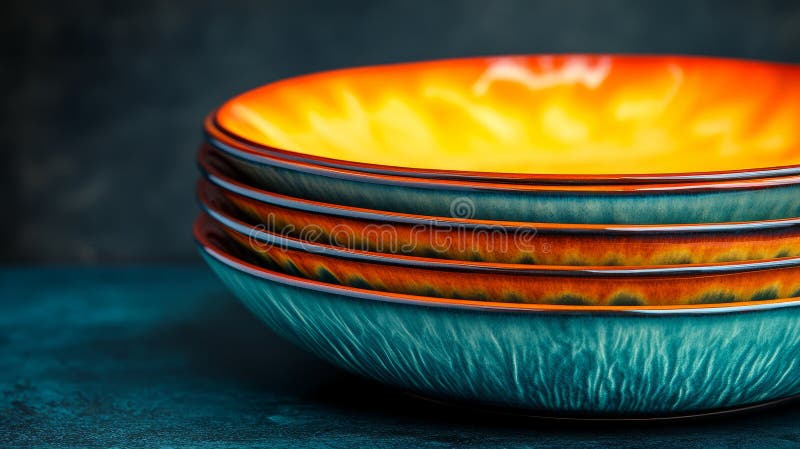 Stack Colorful Ceramic Plates Vibrant Hues Stock Photos - Free ...