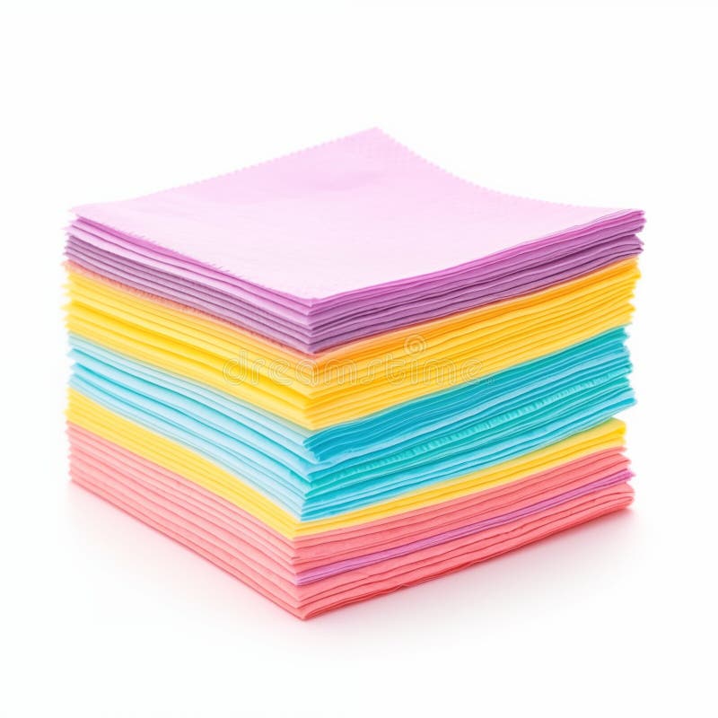 Stack of Colorful Cleaning Cloths in Pink, Yellow, and Blue Arranged ...