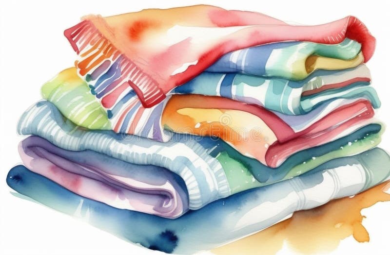 Stack of Colorful Clothes. Laundry and Household. Stock Illustration ...