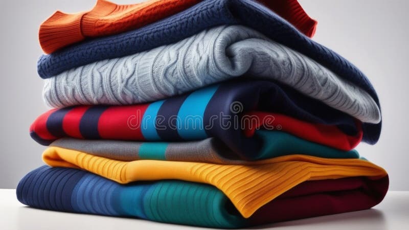 Stack of Colorful Clothes. Laundry and Household. Stock Illustration ...