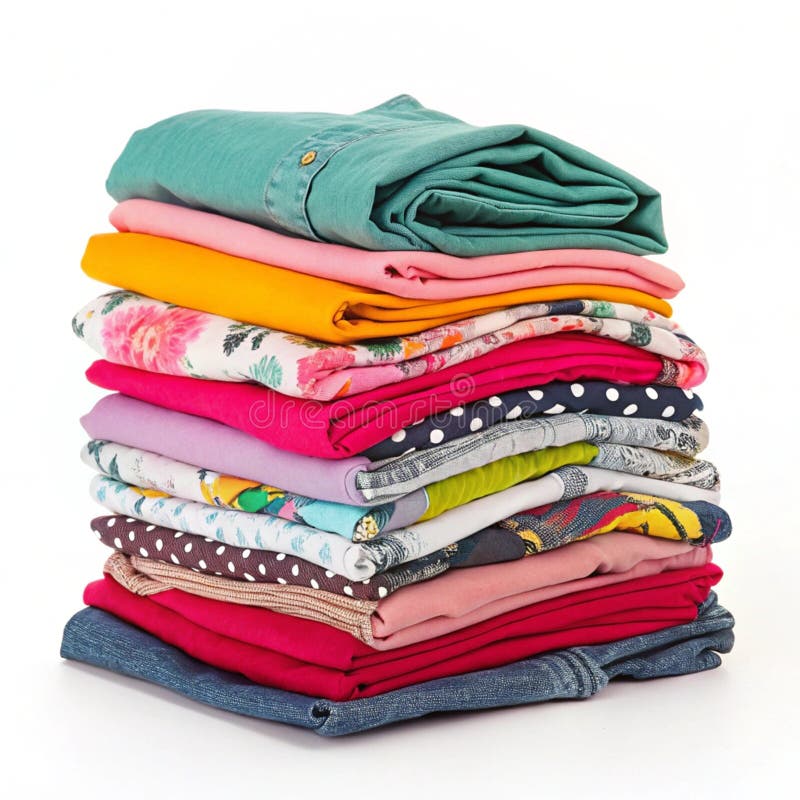 Stack of Colorful Clothes Isolated on Transparent Background Stock ...