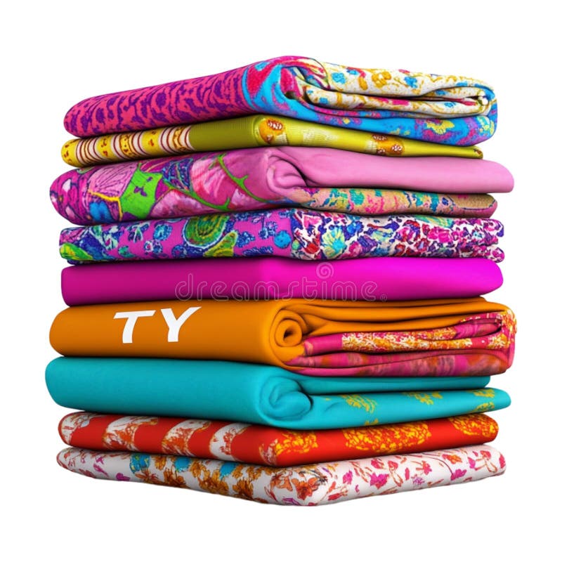 Stack of Colorful Clothes on Transparent Background - Ai Generated ...