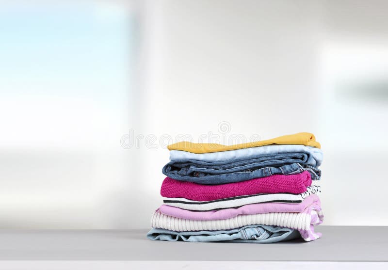 Stack of Colorful Clothing,cotton Folded Clothes Stacked.Apparel on ...