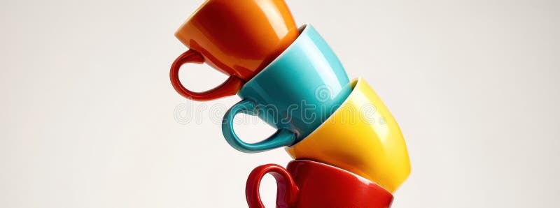 Set Colorful Different Tea Cups Pyramid Stock Photos - Free & Royalty ...