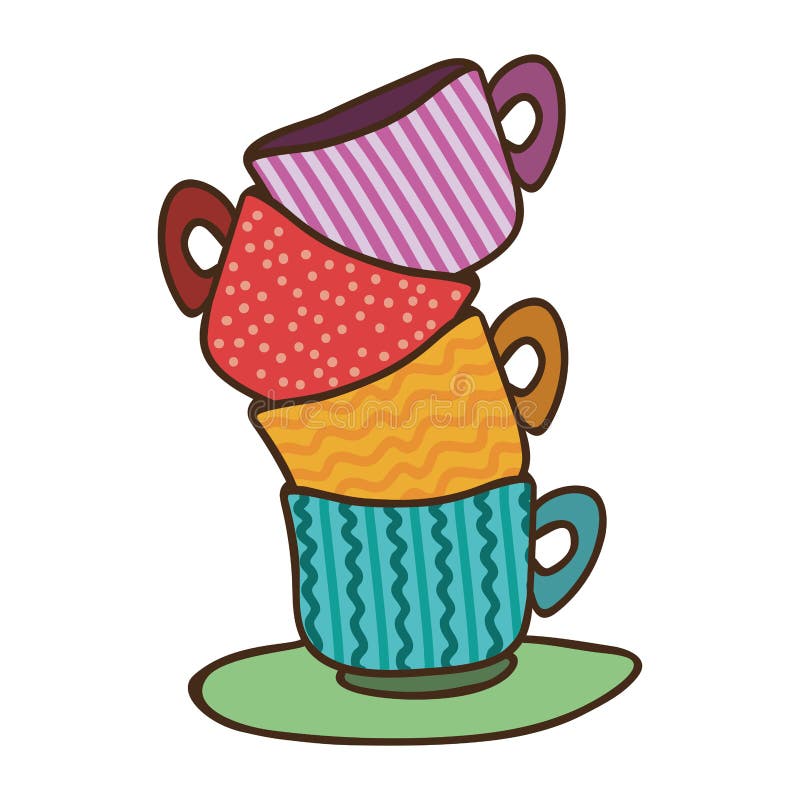 Stack Of Colorful Coffee Cups Stock Vector - Illustration of high ...