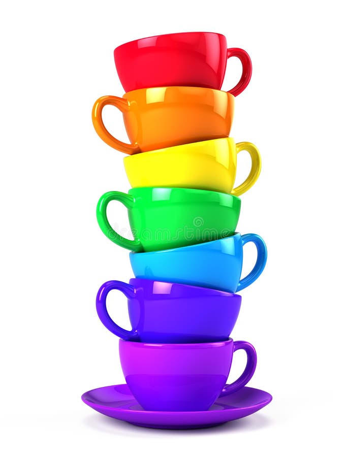 Stack of Colorful Coffee Cups Stock Vector - Illustration of colorful ...