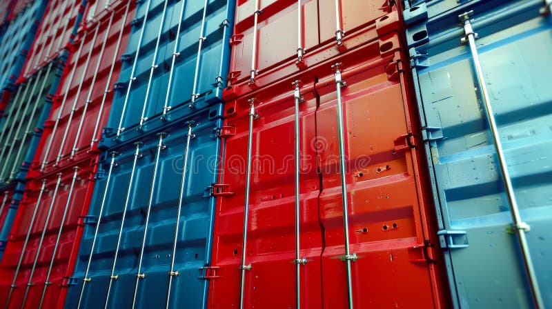 Stack of Colorful Containers Box at Sea Port. Cargo Freight Shipping of ...