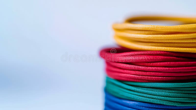 A Stack of Colorful Cords with a Blue One on the Bottom Stock Image ...