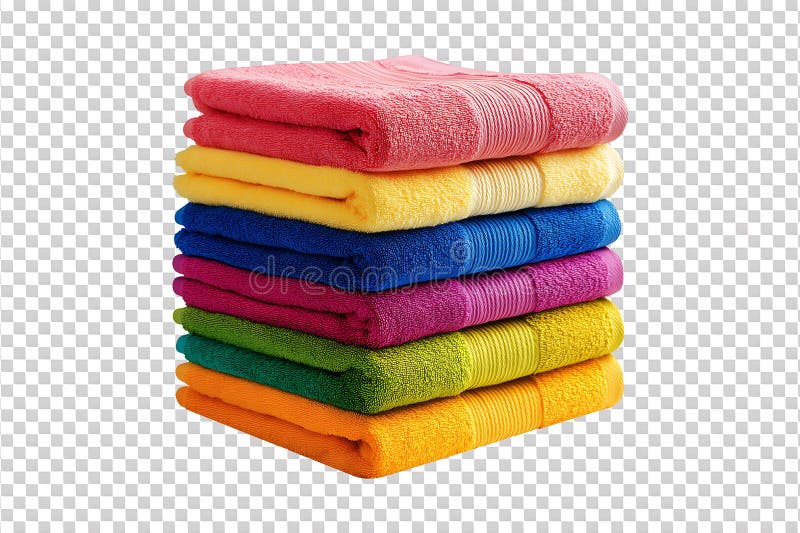 Stack of Colorful Cotton Towel Isolated on White or Transparent ...