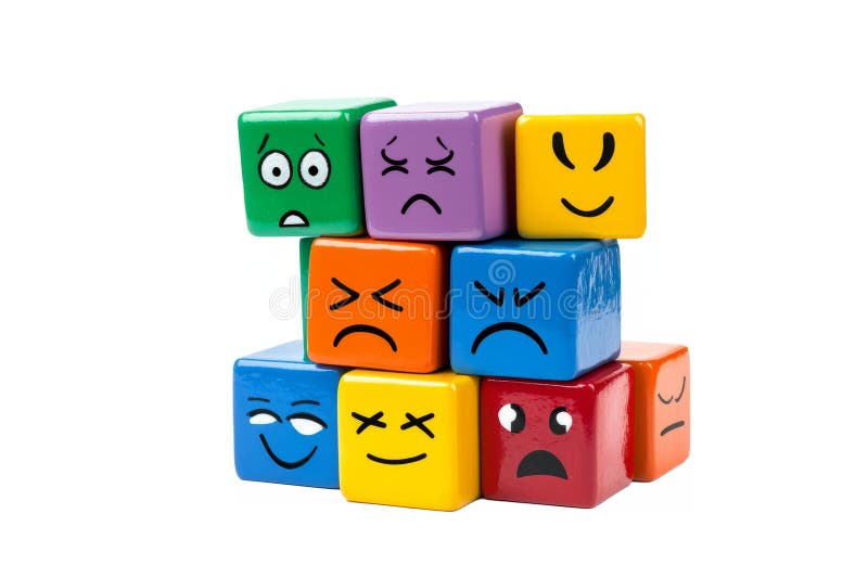 Stack Colorful Cubes Each Representing Different Facial Expression ...