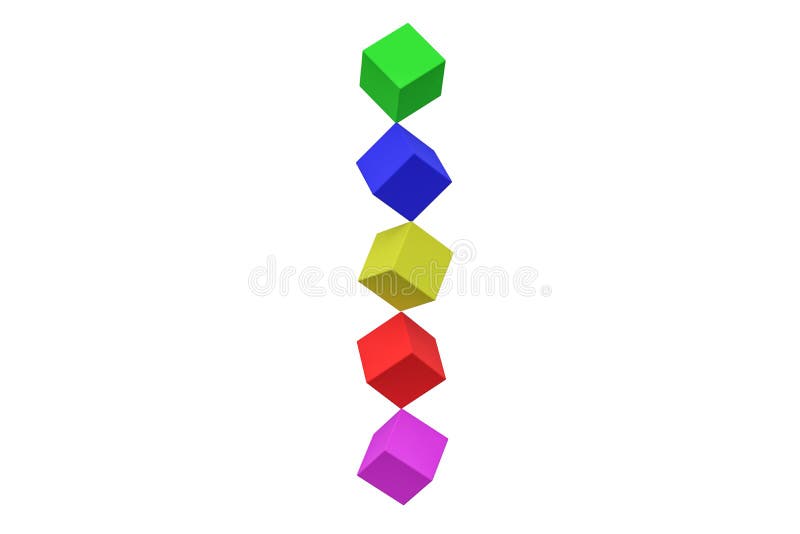 Stack of Colorful Cubes Isolated on White Background Stock Illustration ...