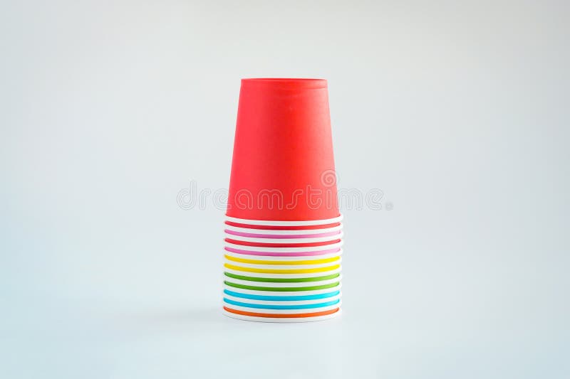Stack of Disposable Paper Cups on White Background Stock Photo - Image ...