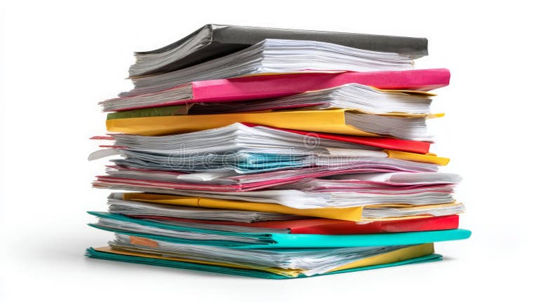 Stack of Colorful Documents on White Background. Neural Network AI ...