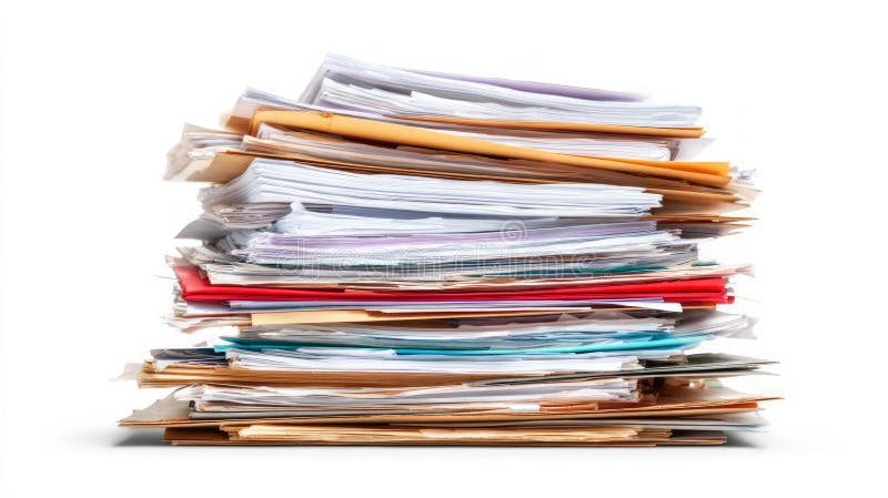 Stack of Colorful Documents on White Background. Neural Network AI ...