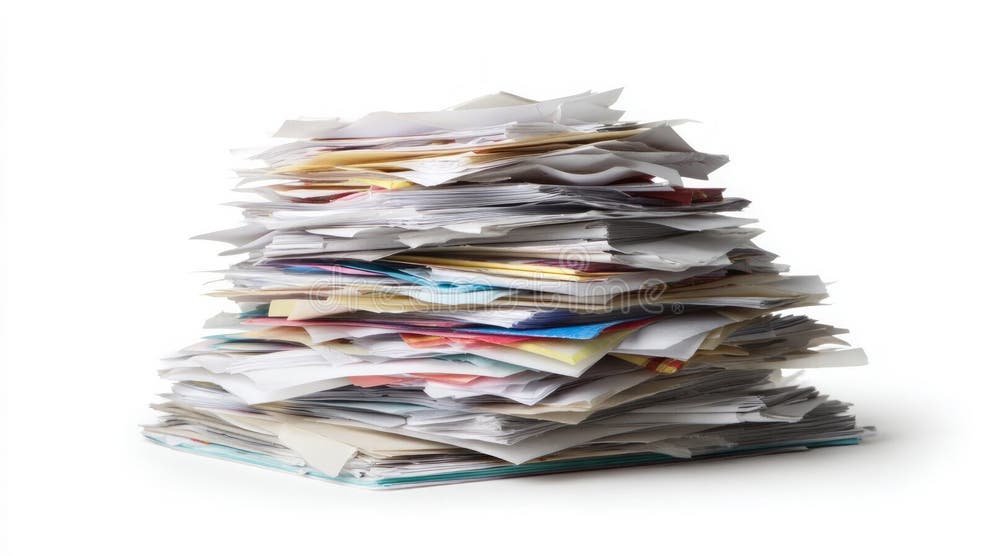 Stack of Colorful Documents on White Background. Neural Network AI ...