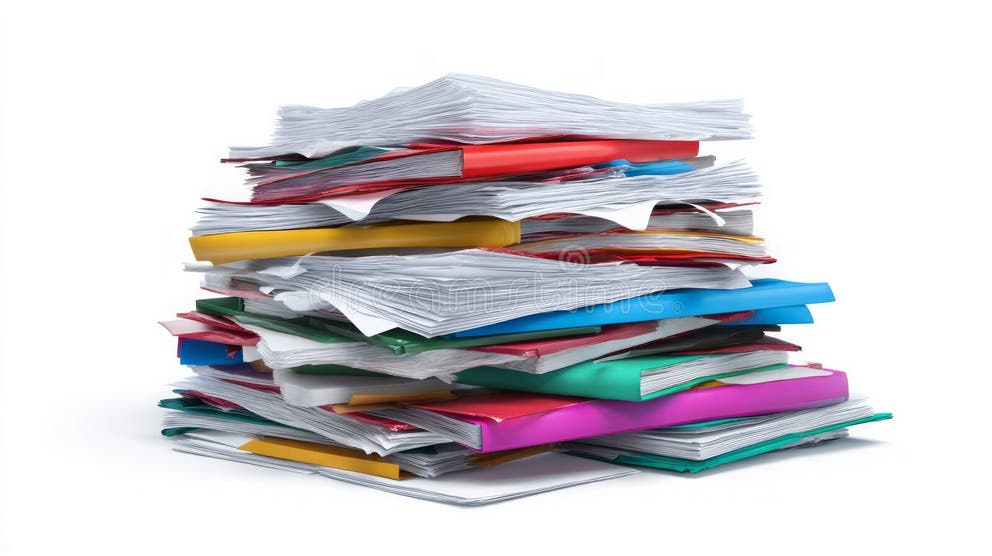 Stack of Colorful Documents on White Background. Neural Network AI ...